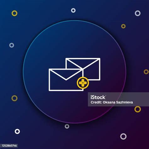 어두운 파란색 배경에 격리 된 흰색과 노란색 라인 봉투 아이콘 메시지 개념을 받았습니다 새 이메일 수신 메시지 Sms 메일 편 배달 서비스 다채로운 개요 개념 벡터
