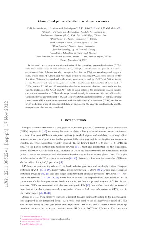 Pdf Generalized Parton Distributions At Zero Skewness