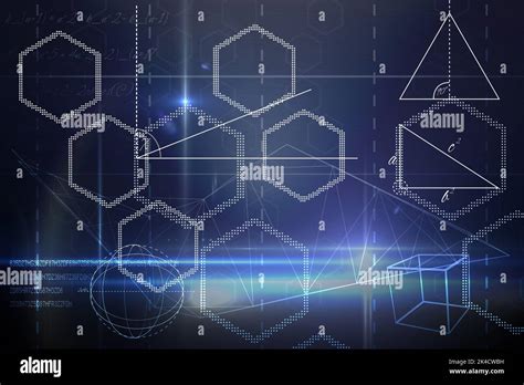 Abstract Illustration Of Multiple White Geometrical Shapes Against Blue