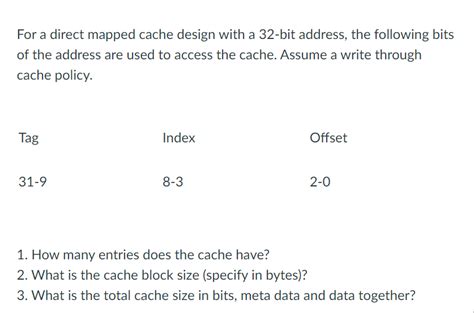 Solved For A Direct Mapped Cache Design With A Bit Chegg Com