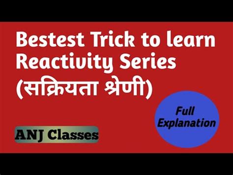 Bestest Trick To Learn Reactivity Series Reactivity Series Class Th YouTube