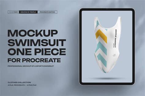 4 Mockups Of A One Piece Sports Womens Swimsuit For Procreate 3d