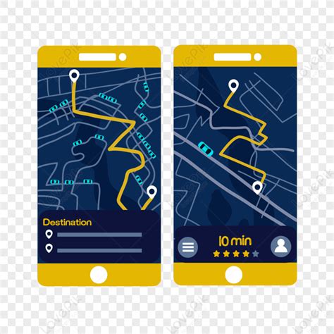 만화 손으로 그린 노란색 휴대 전화 위치 앱 그림인터넷노랑 Png 일러스트 무료 다운로드 Lovepik