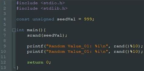 Type A Statement Using Srand To Seed Random Number Generation Using Variable SeedVal Then