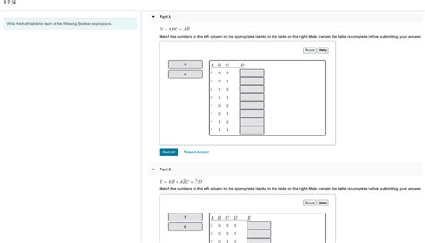Solved P Part A Write The Truth Table For Each Of The Chegg