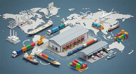 3d Illustration Depicting Global Logistics And Transport Networks Features Include A Stock