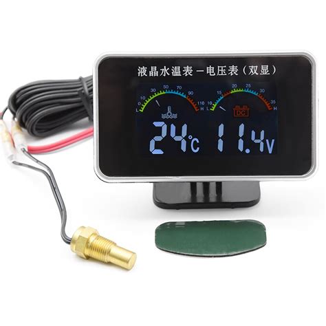 Water Temperature Gauge Voltmeter 2 In 1 Lcd Car Grandado