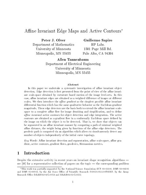 Affine Invariant Edge Maps And Active Contours Pdf Mathematical