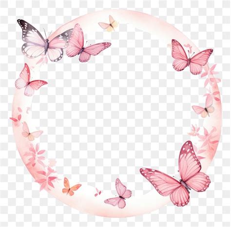 Png Pink Butterfly Circle Border Premium Png Rawpixel
