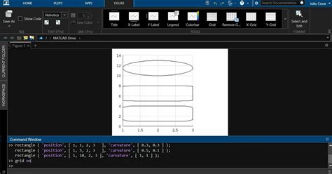 Matlab での四角形のプロット Rectangle 関数