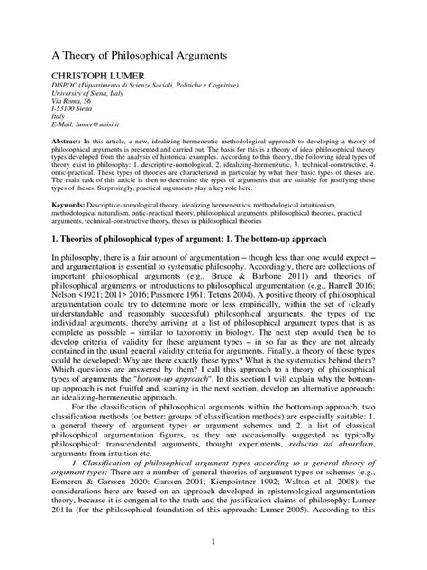 Philosophical Concepts On Argumentation Pdf Theory Epistemology