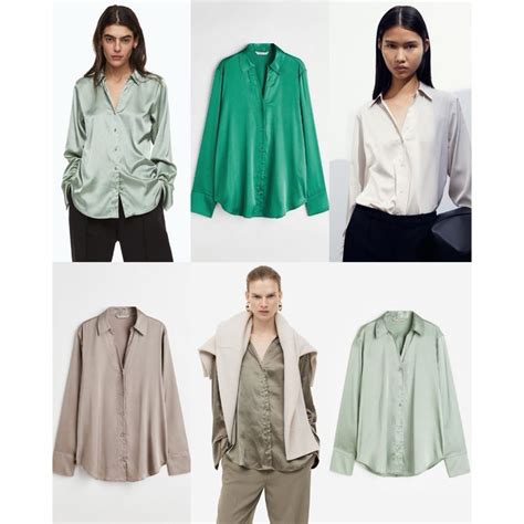 Jual H M V Neck Silk Satin Shirt Blouse Shopee Indonesia