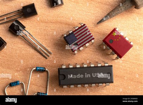 Semiconductor Crisis Concept Various Semiconductor With Usa And China