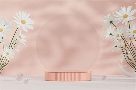 일반적인 데이지 꽃의 분홍색 3d 렌더링 그림 제품에 대 한 빈 공간 연단 디스플레이 강단에 대한 스톡 사진 및 기타 이미지 강단 0명 3차원 형태 Istock