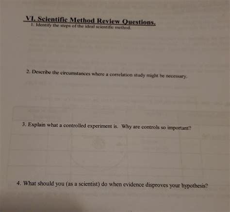 Solved VI Scientific Method Review Questions Identify Chegg