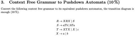 Solved Context Free Grammar To Pushdown Automata Chegg