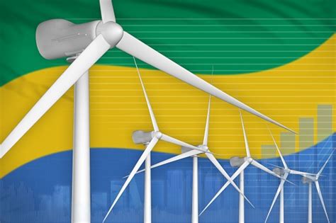 가봉 풍력 에너지 전력 디지털 그래프 개념재생 가능한 자연 에너지 산업 그림 3 차원 일러스트 레이 션 녹색 기술에 대한 스톡