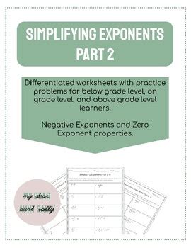 Simplifying Exponents Practice Part By My Dear Aunt Sally TPT