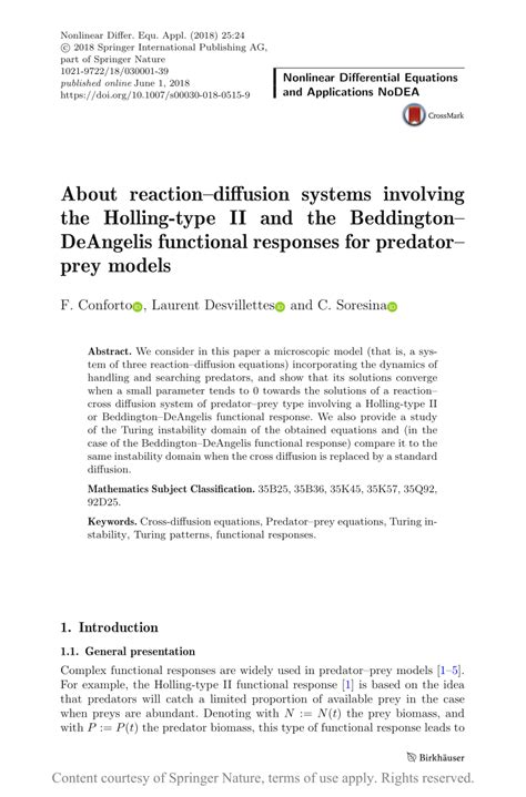 About Reaction Diffusion Systems Involving The Holling Type Ii And The