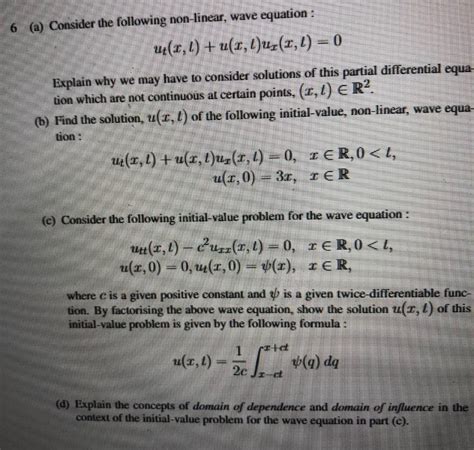 Solved 6 A Consider The Following Non Linear Wave