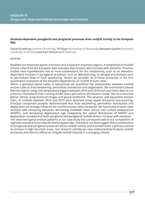 Pdf Elevation Dependent Paraglacial And Periglacial Processes Drive Rockfall Activity In The