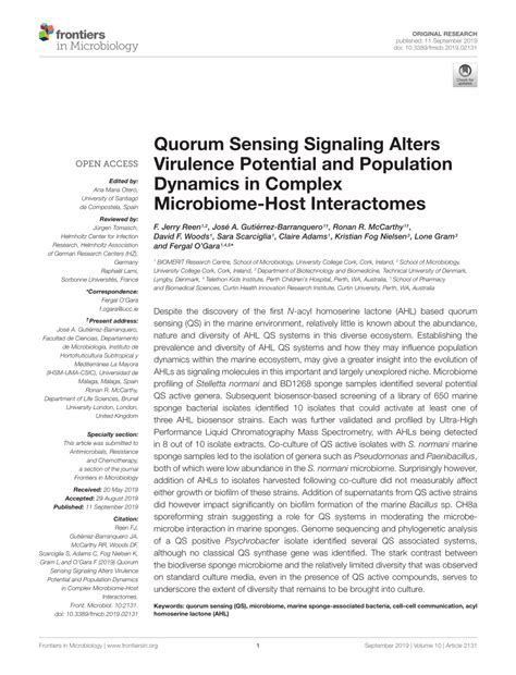 Pdf Quorum Sensing Signaling Alters Virulence Potential And Population Dynamics In Complex