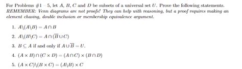 solved for problems 1 5 let a b c and d be subsets of a