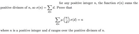 solved for any positive integer n the function sigma n