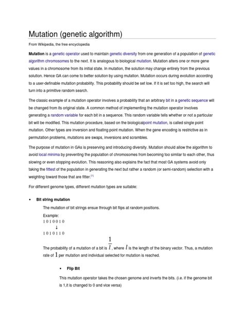 mutation genetic algorithm pdf applied mathematics life sciences