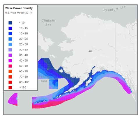 Annual Average Wave Power Density Kwm Us Wave Model 2011 From