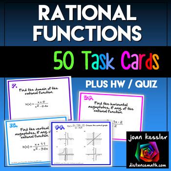 Rational Functions And Graphs Task Cards Quiz HW By Joan Kessler