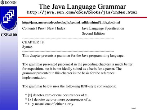 Ppt The Java Language Grammar Javasundocsbooksjlsindexhtml