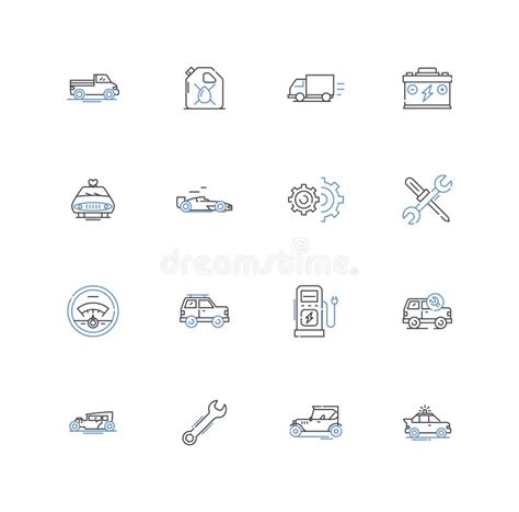 Auto Checkup Line Icons Collection Inspection Diagnostics Maintenance Tune Up Testing