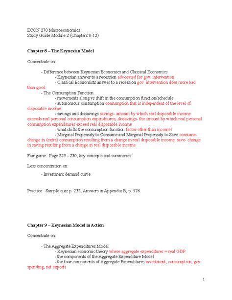 Econ 270 Module 2 Study Guide Econ 270 Macroeconomics Study Guide