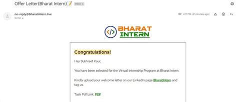 sukhreet kaur on linkedin bharatintern bharatinternship
