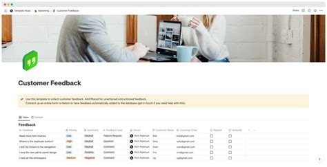 Notion Customer Feedback Template