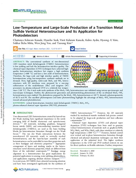 Pdf Low Temperature And Large Scale Production Of A Transition Metal Sulfide Vertical