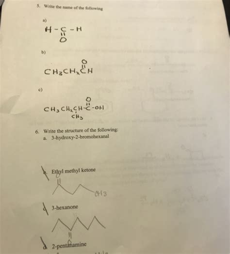 Solved 5 Write The Name Of The Following A H H B C