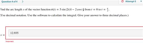 Solved Find The Arc Length S Of The Vector Function Chegg