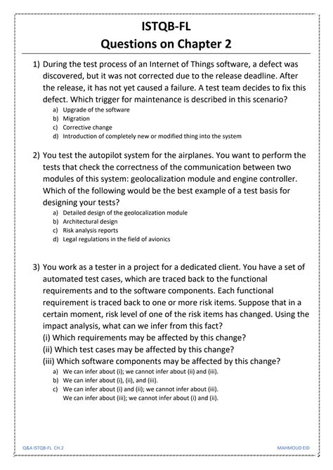 SOLUTION ISTQB Foundation Level Chapter Questions Answers Studypool