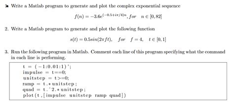 Solved Le Write A Matlab Program To Generate And Plot The