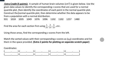 Solved A Sample Of Human Brain Volumes Cm3 Is Given Below