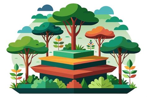 A Vibrant Arrangement Of Layered Trees And Geometric Shapes Showcases A Lively Natural Landscape A Vibrant Arrangement Of Layered Trees And Geometric Shapes Showcases A Lively Natural Landscape