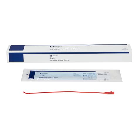 Cardinal Urethral Catheter Dover™ Coude Tip Hydrophilic Coated Red Rub