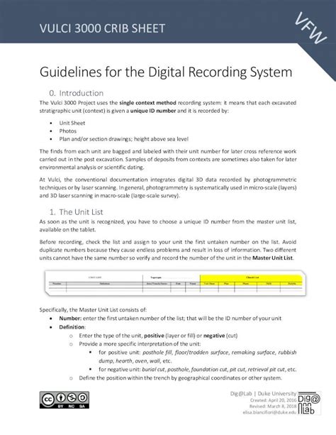 Pdf Guidelines For The Digital Recording Systemvulci 3000 Crib