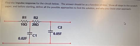 [solved] answer quick please find the impulse response for the circuit