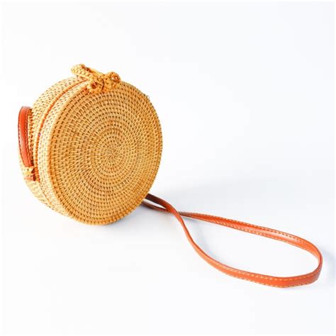 Premium Photo Round Bag Made Of Rattan
