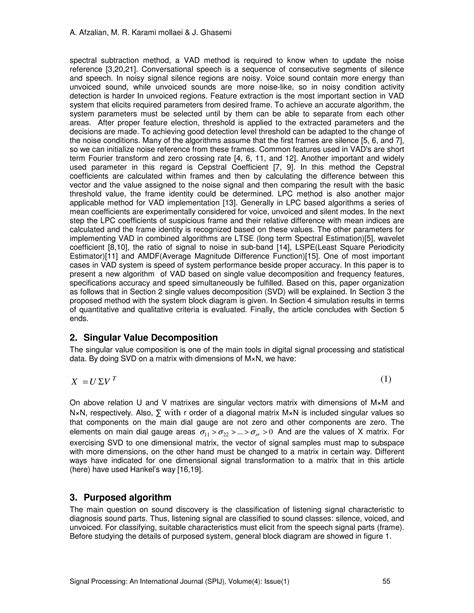 A Combined Voice Activity Detector Based On Singular Value Decomposition And Fourier Transform Pdf