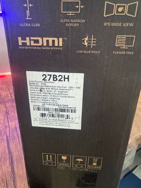 全新未拆封 Aoc 27吋 全高清顯示器 Led Ips Fhd 型号：27b2h 熒幕 Monitor 1920x1080 窄邊框 電子熒幕 Mon 顯示器 電腦mon 電腦＆科技 電腦