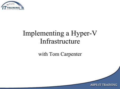 Implementing A Hyper V Virtualization Infrastructure Ppt